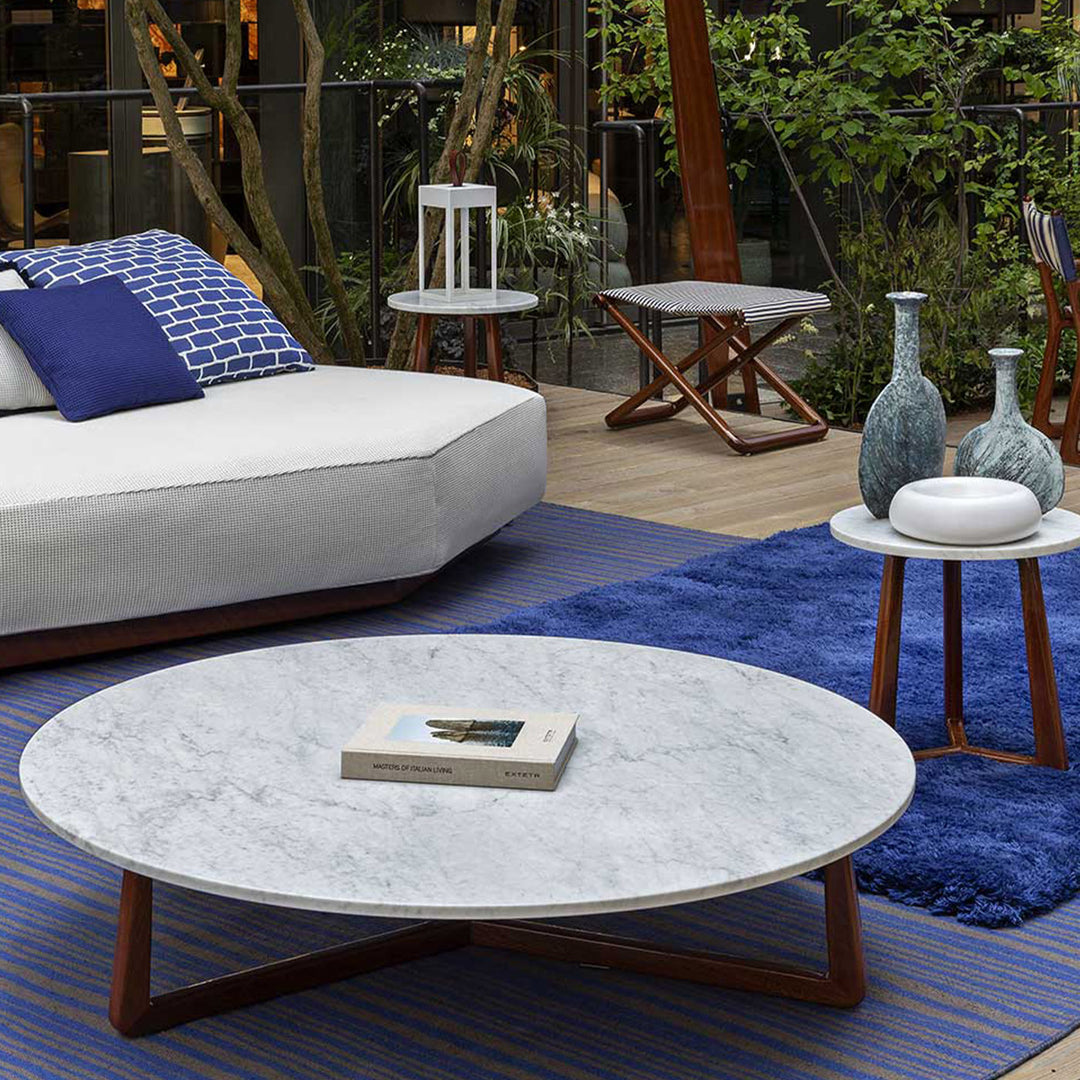 Sunset Round Lucido Mediterraneo + Carrara Coffee Table by Paola Navone Exteta | Artemest