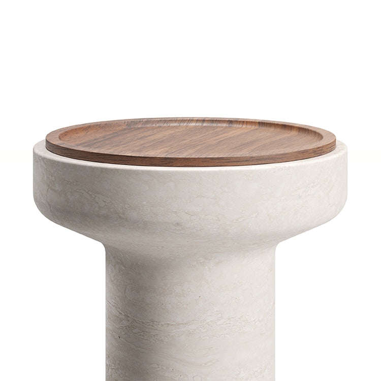 Tivoli Side Table in travertine and walnut by Ivan Colominas MMairo ...