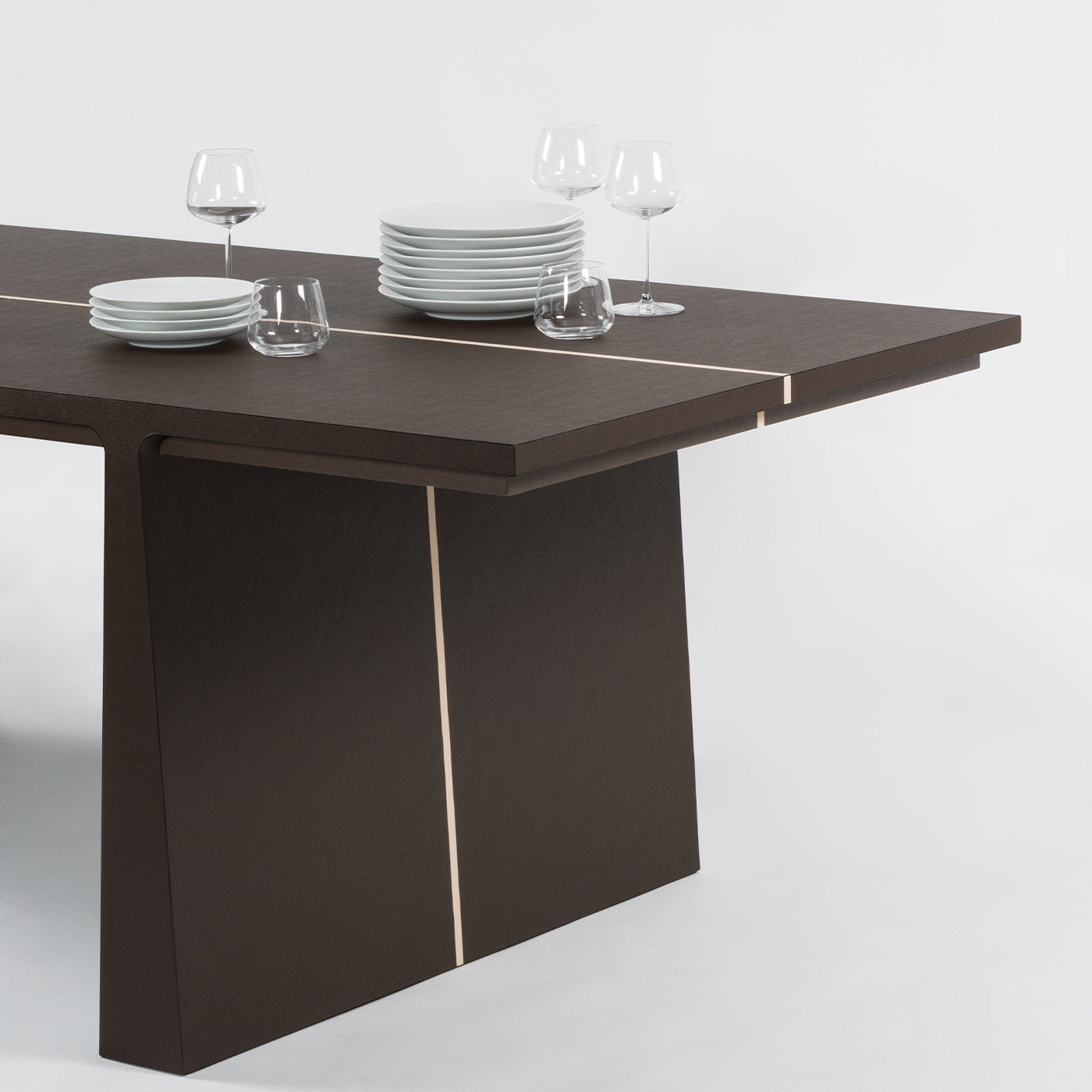 La Linea Brown Leather Desk/Dining Table Giobagnara | Artemest
