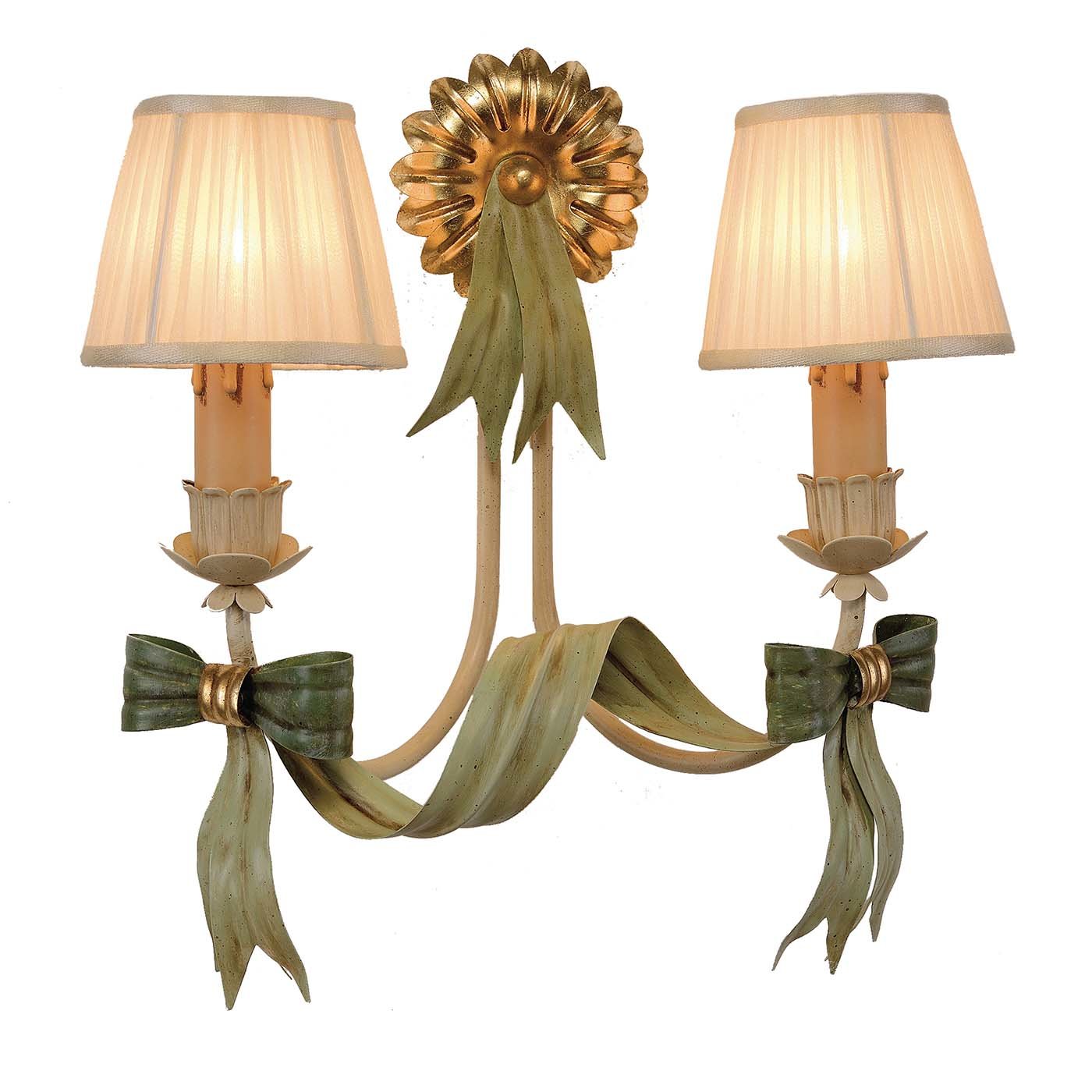 1365 Double Green Bow Metal Sconce Light Fixture Epoca Lampadari | Artemest