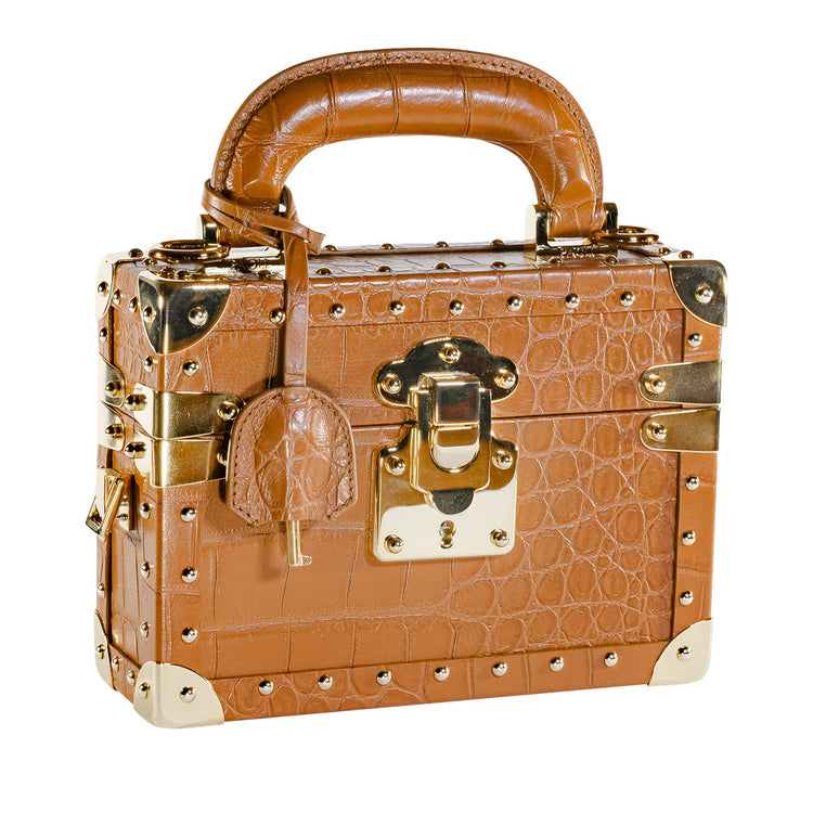 Glam Cognac Crocodile Mini Trunk Case Paoli | Artemest