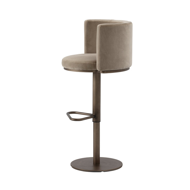 Virna Taupe Velvet Swivel Bar Stool With Backrest UNO Contract | Artemest