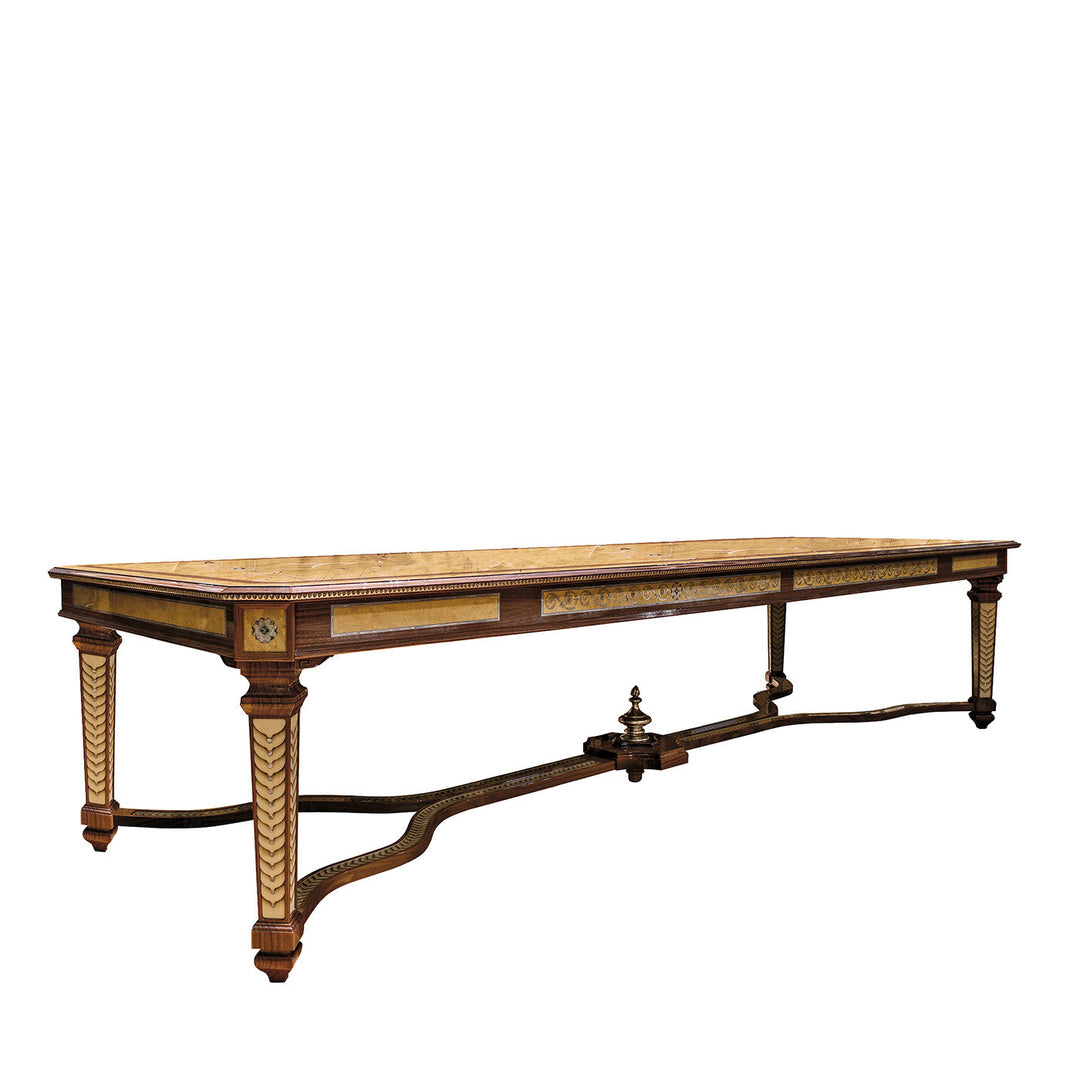 Walnut and Briar Dining Table with Gold Leaf Inlay Bianchini | Artemest