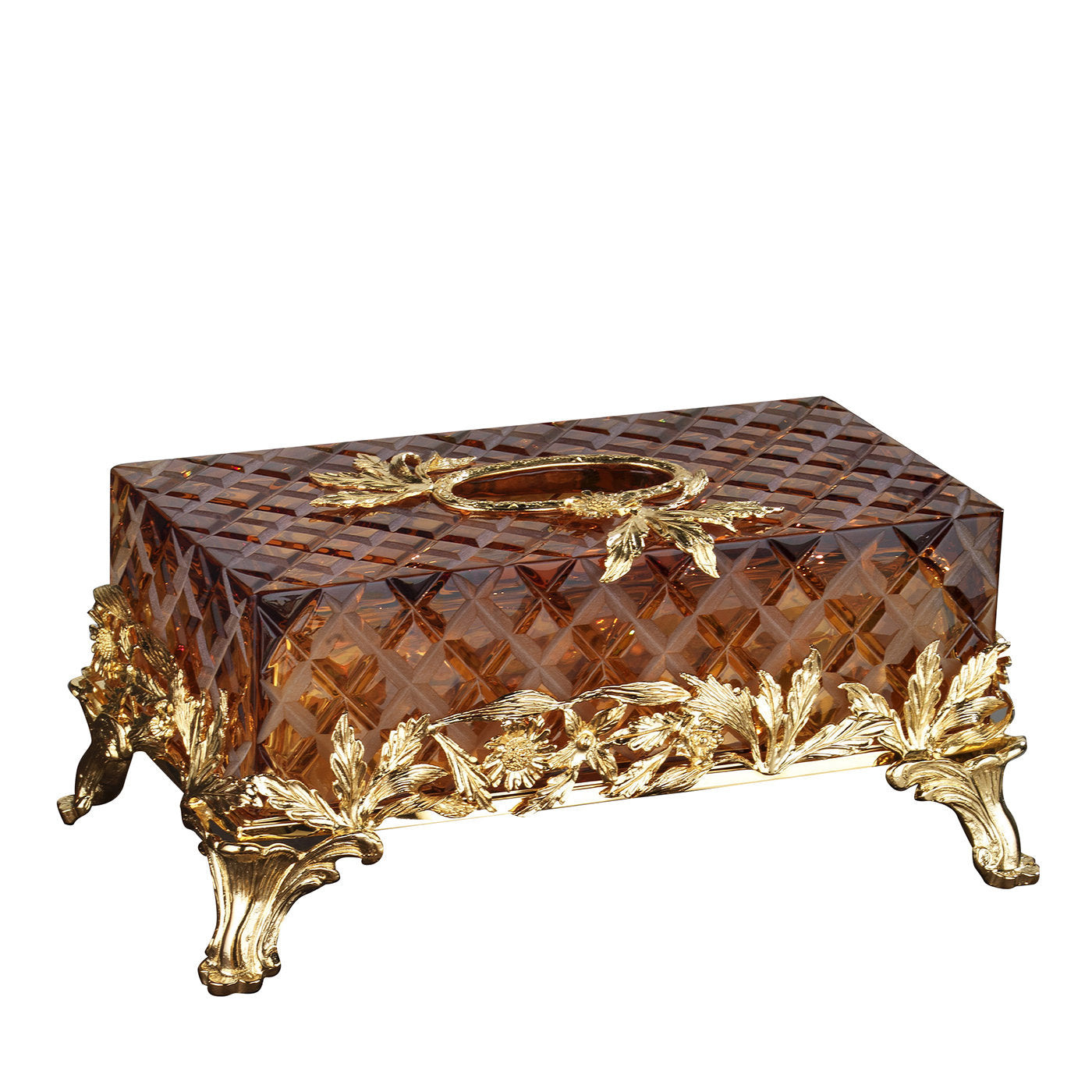 Gold and Amber Crystal Tissue Box Holder L'Originale | Artemest