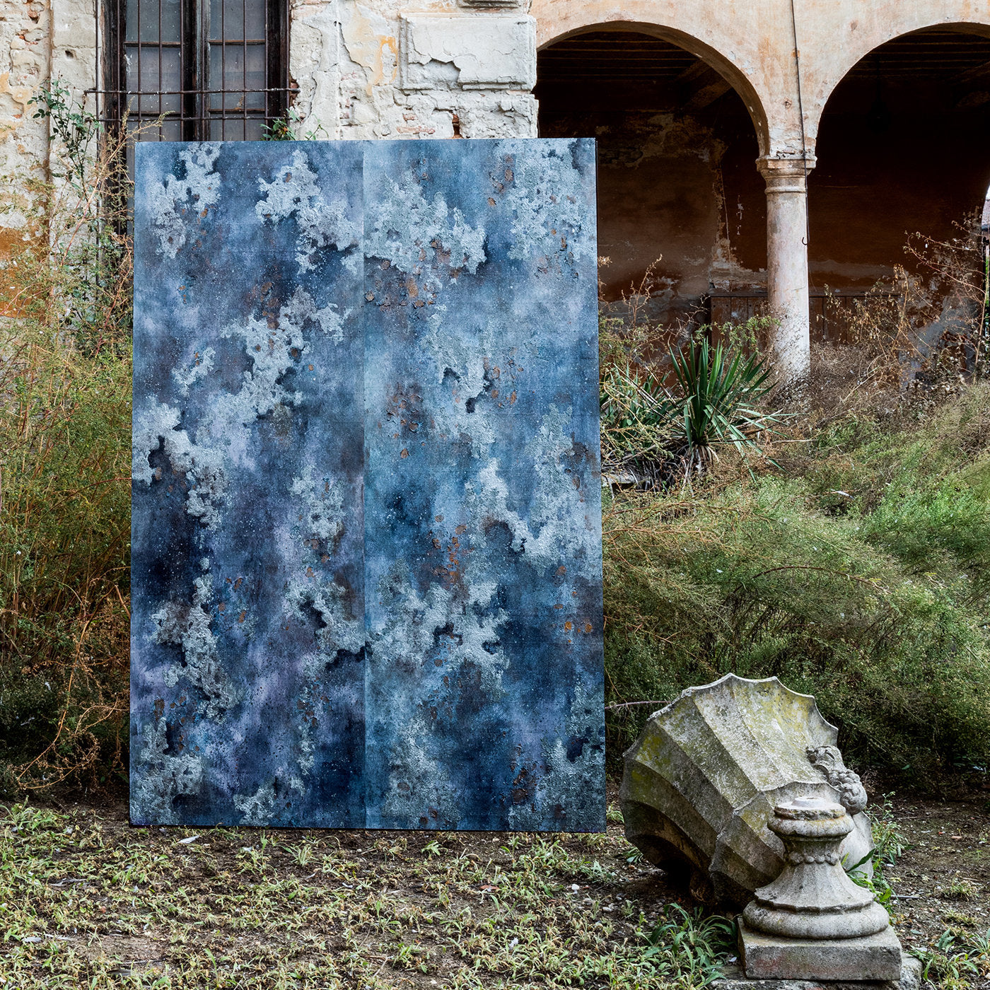 Midnight Moon Dust Hand Painted Wallpaper Fabscarte | Artemest