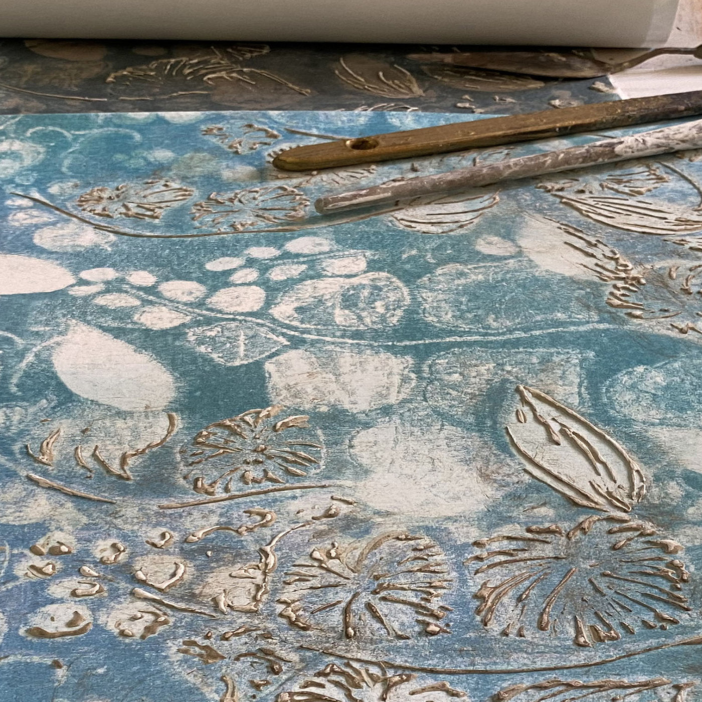 Vite Light Blue Hand Painted Wallpaper Fabscarte | Artemest