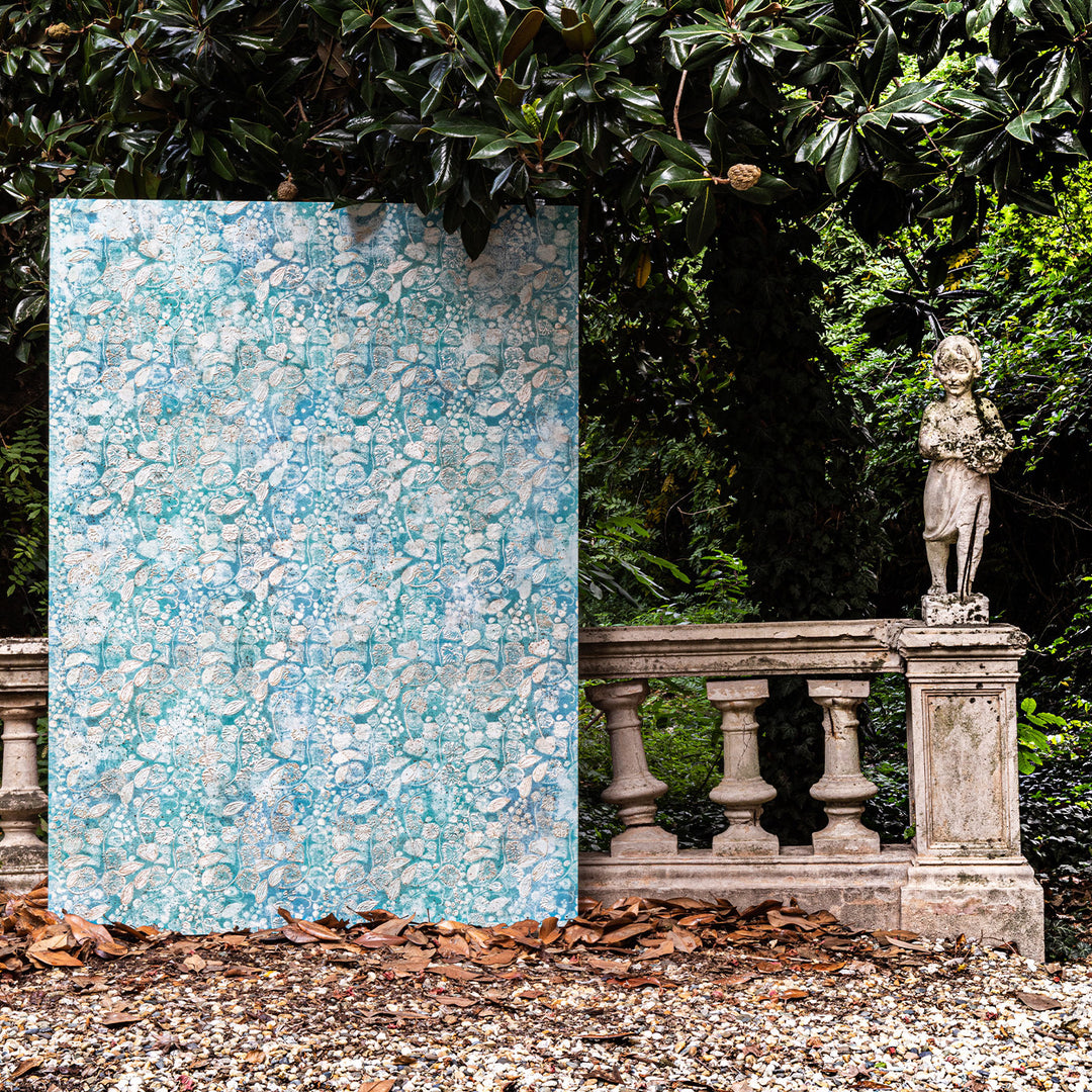 Vite Light Blue Hand Painted Wallpaper Fabscarte | Artemest