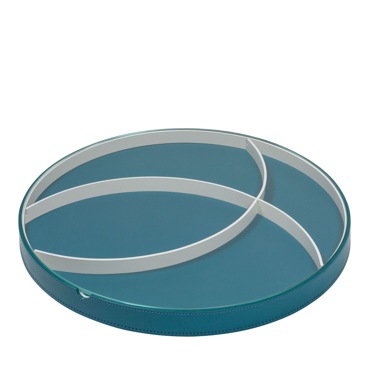 Orbit Petrol Blue Round Tray N. 2 with Dividers Rudi | Artemest