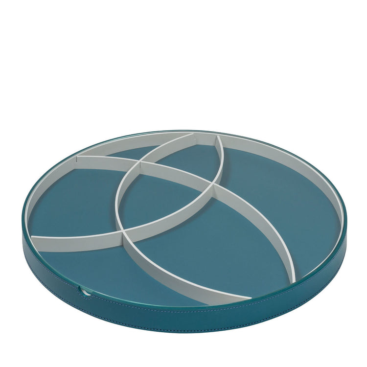 Orbit Petrol Blue Round Tray N. 3 with Dividers Rudi | Artemest