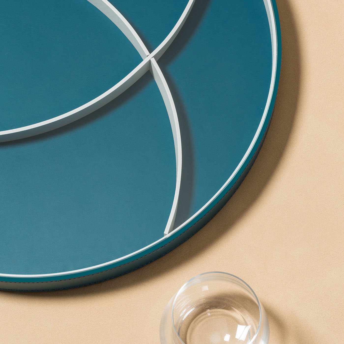 Orbit Petrol Blue Round Tray N. 3 with Dividers Rudi | Artemest
