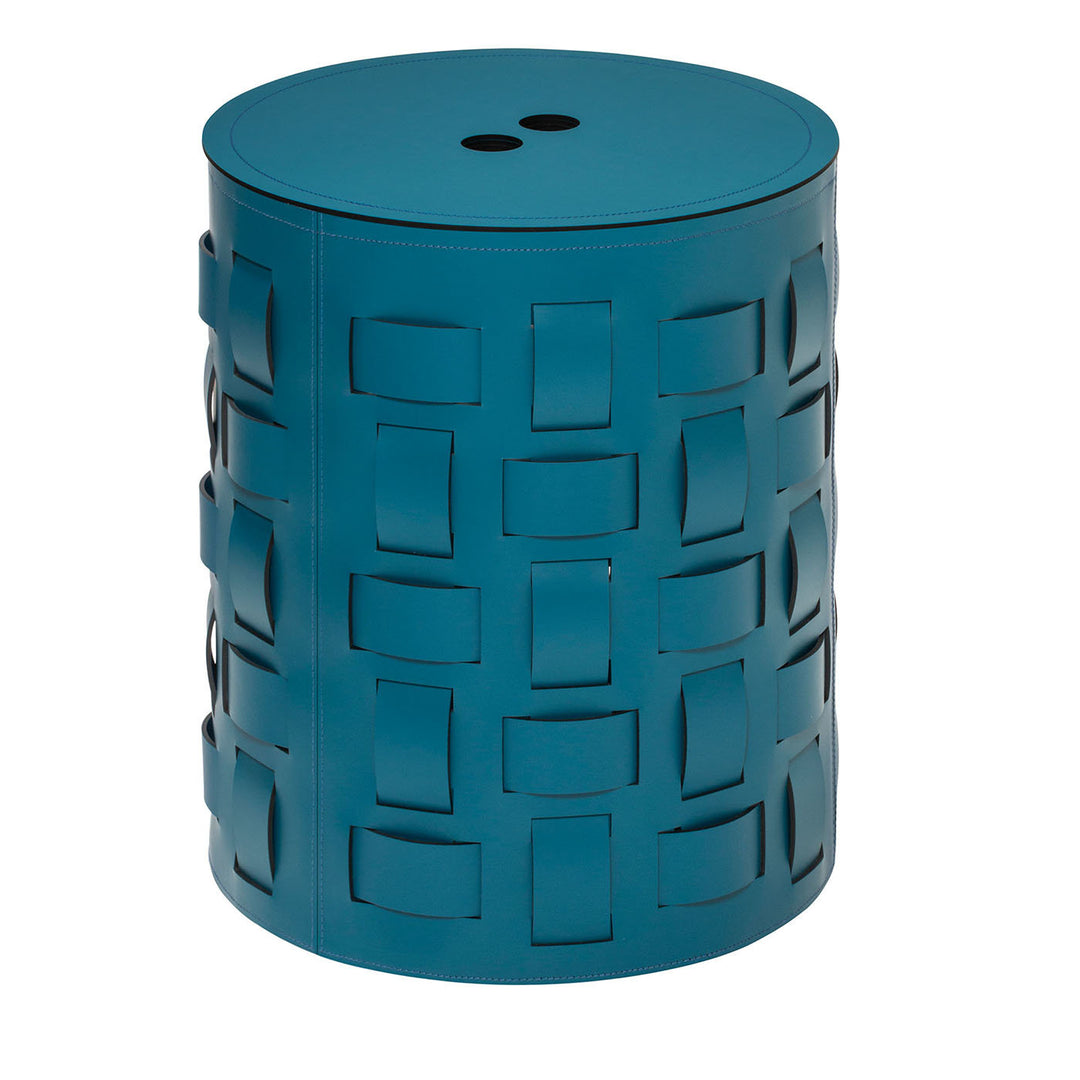 Lisbona N. 12 Petrol Blue Round Basket with Lid Rudi | Artemest