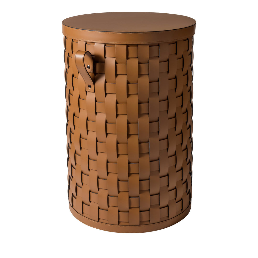 Demetra Tan Round Tall Basket with lid Pinetti | Artemest