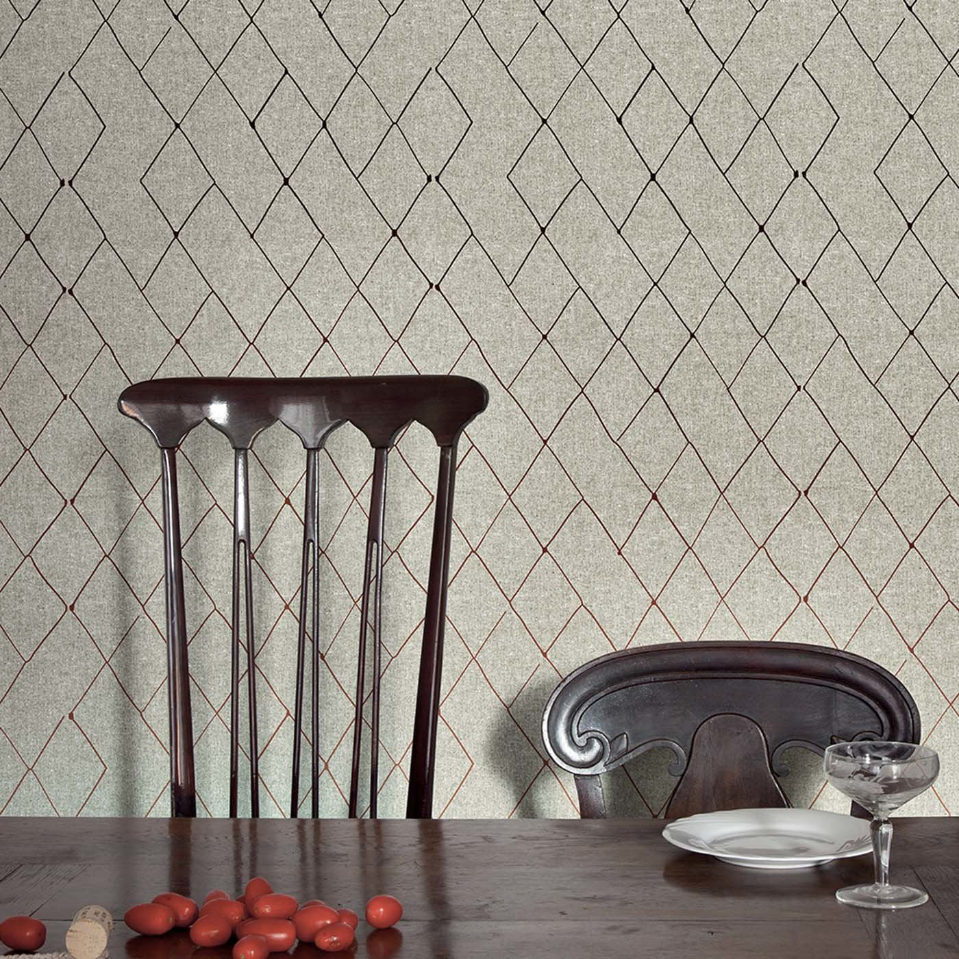 Metal Signs Diamonds Beige Wallpaper Texturae | Artemest
