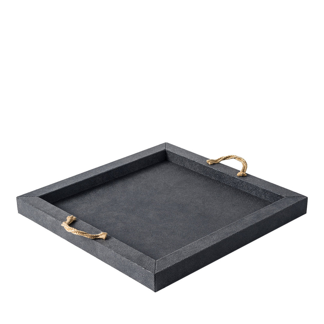 Thalia Black Square Tray with 24K Gold Pinetti | Artemest