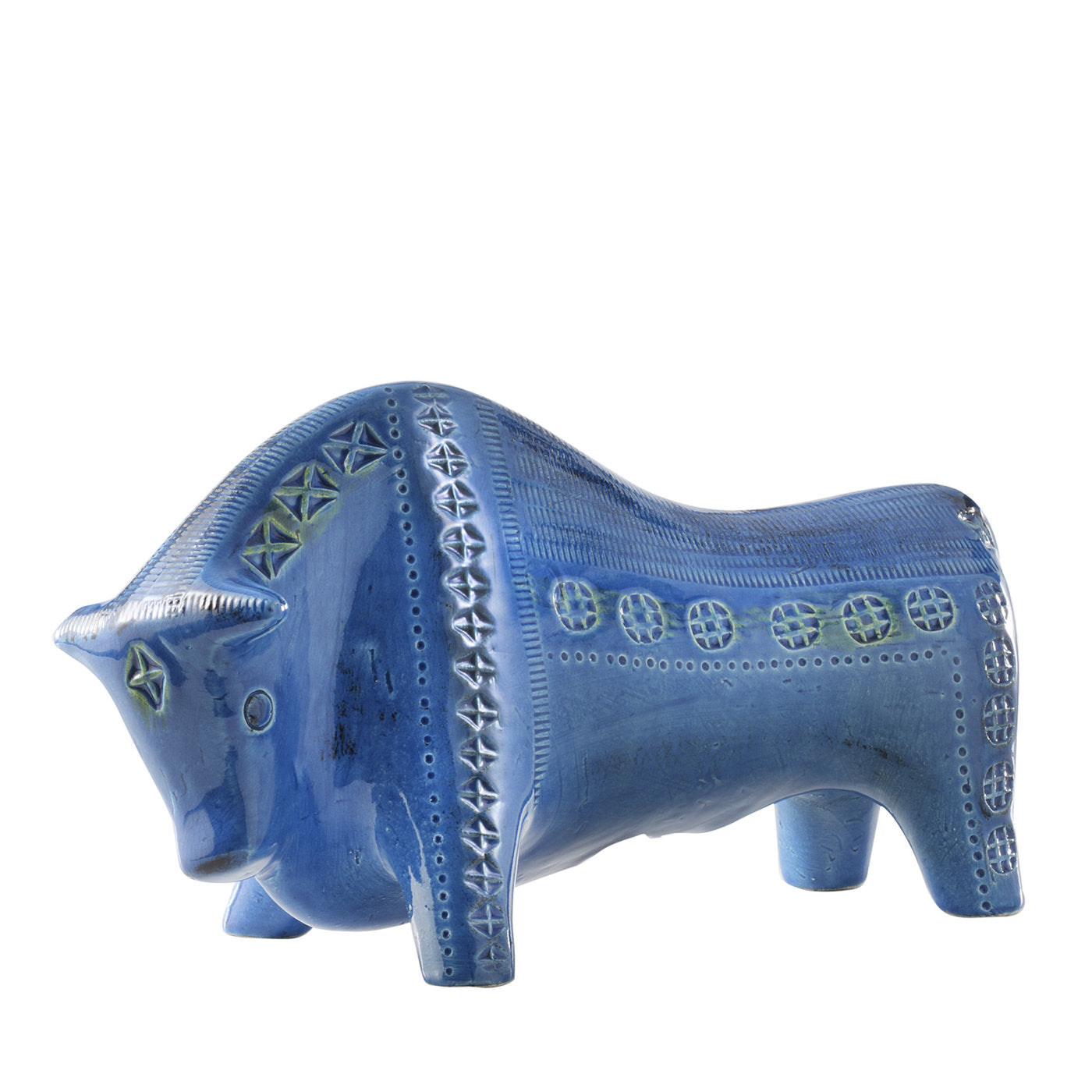 Blue Bull Sculpture by Aldo Londi Bitossi Ceramiche | Artemest