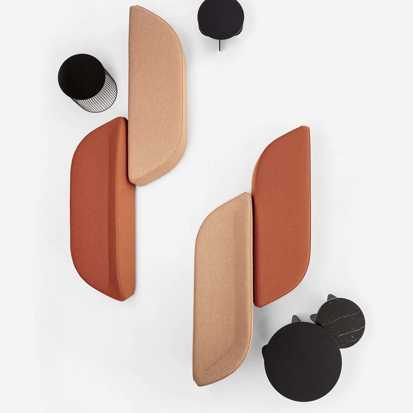 Waves Orange Trapezium Ottoman with Backrest La Cividina | Artemest