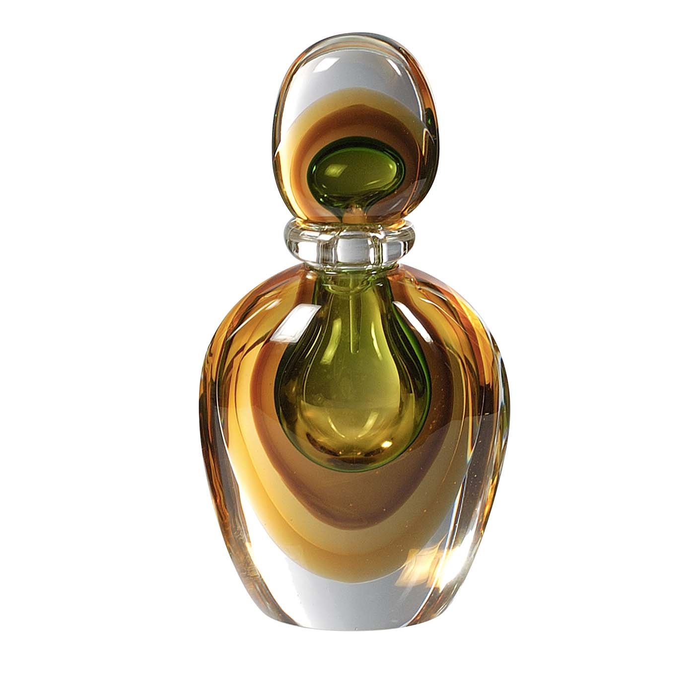 Flatus Large Green Brown and Amber Bottle Fornace Mian | Artemest