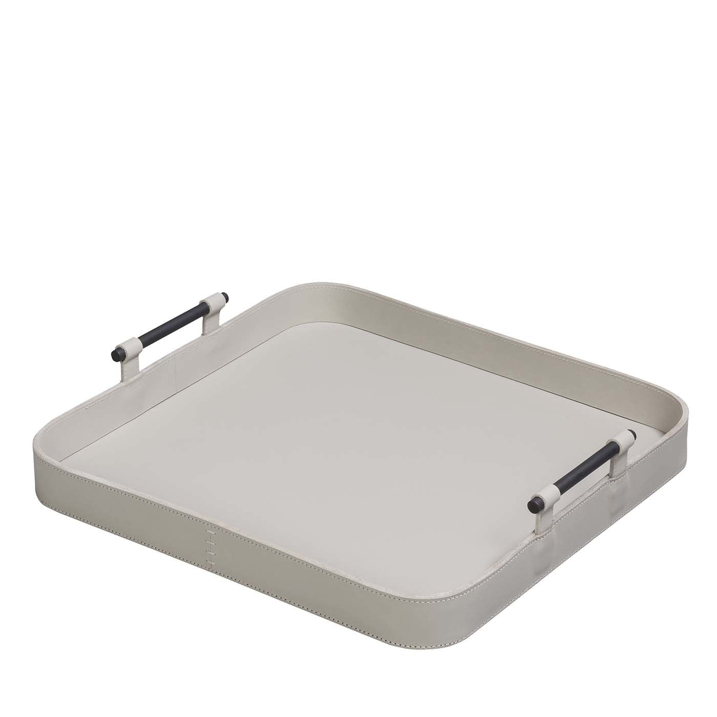 Portofino Small Square Tray in Ivory Leather Rabitti 1969 | Artemest