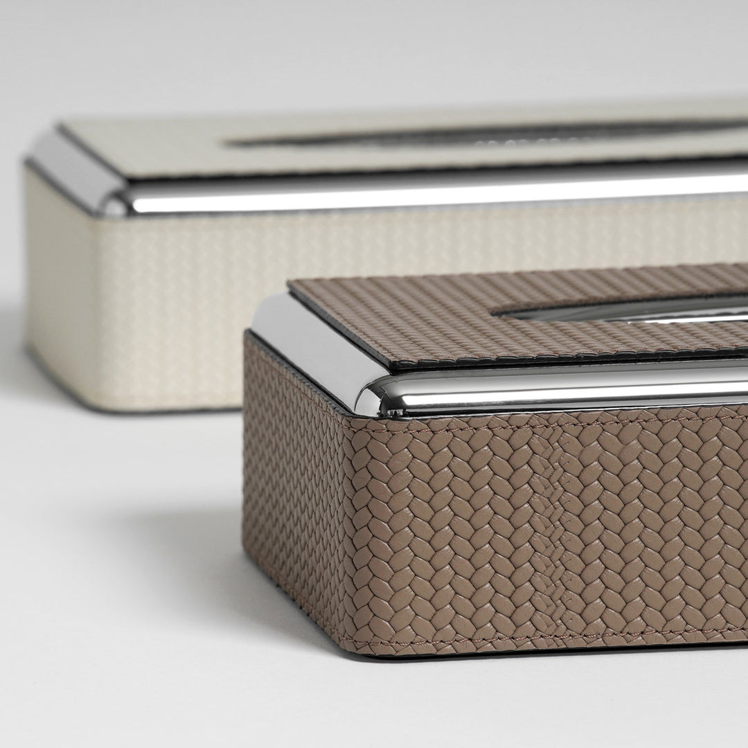 White Leather Tissue Box Pinetti | Artemest