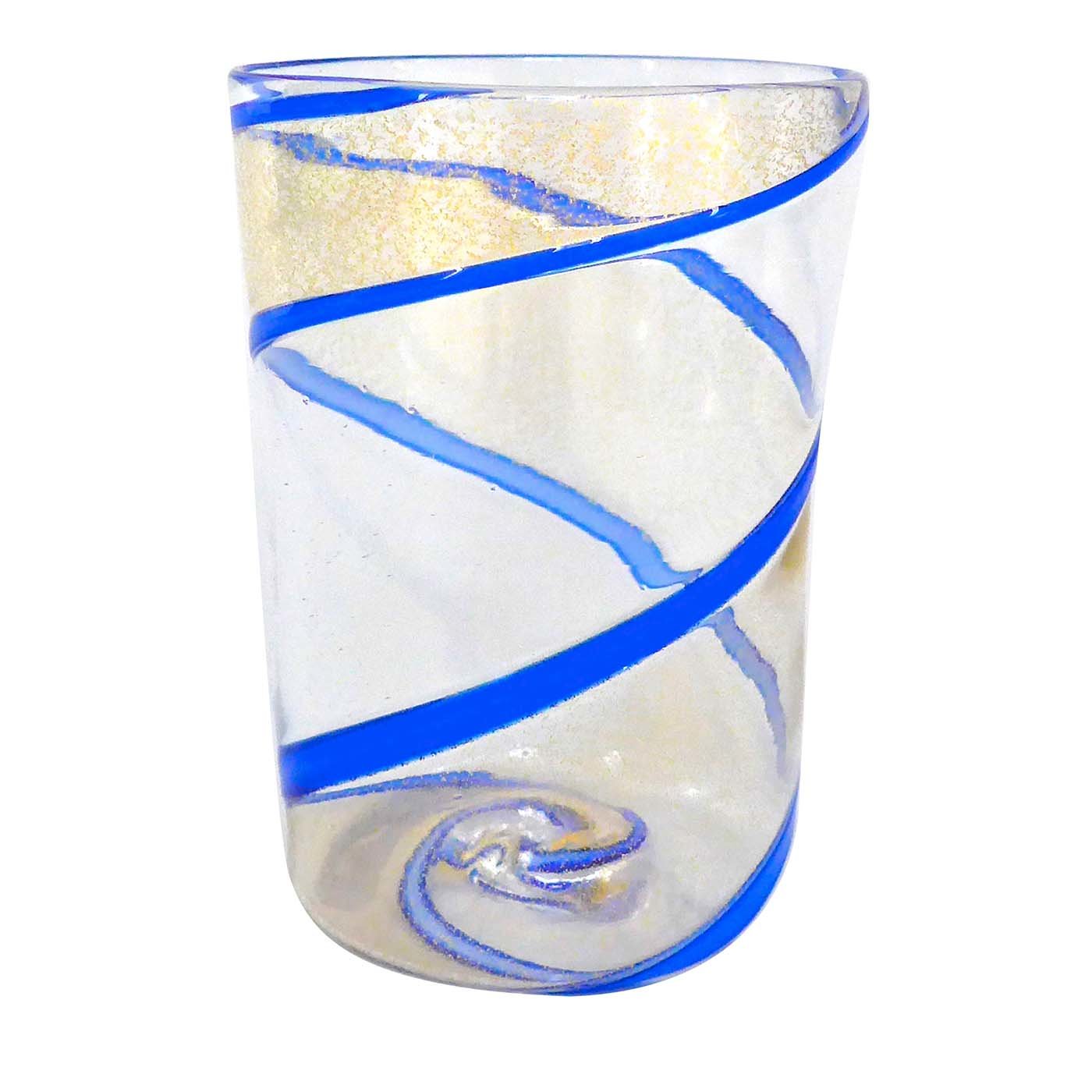 Set of 2 Pure Gold and Blue Vortex Glasses Elisabetta Ciuti | Artemest