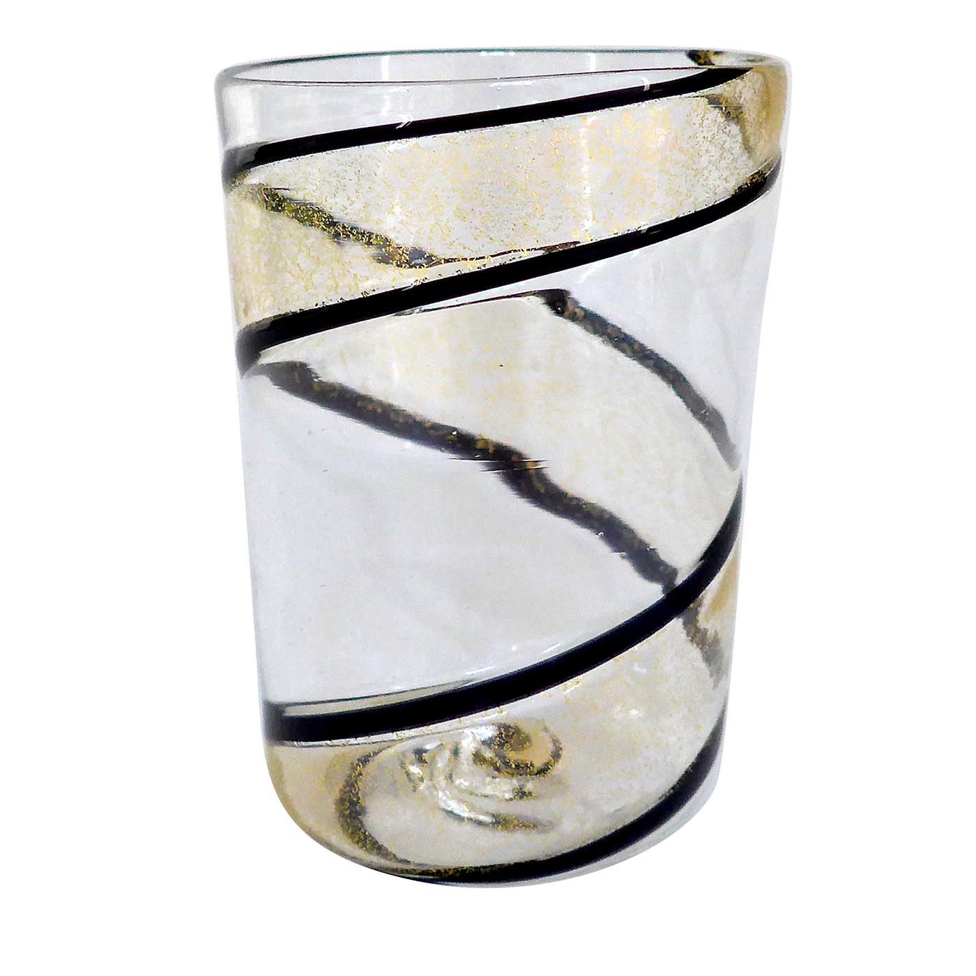 Set of 2 Pure Gold and Black Vortex Glasses Elisabetta Ciuti | Artemest