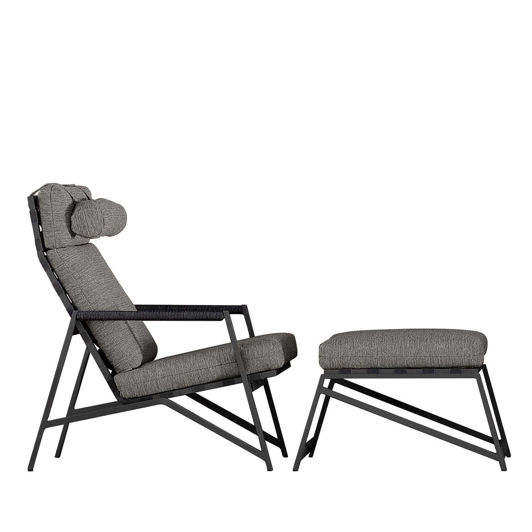 Cottage Mocha Lounge Armchair and Pouf Set Talenti | Artemest