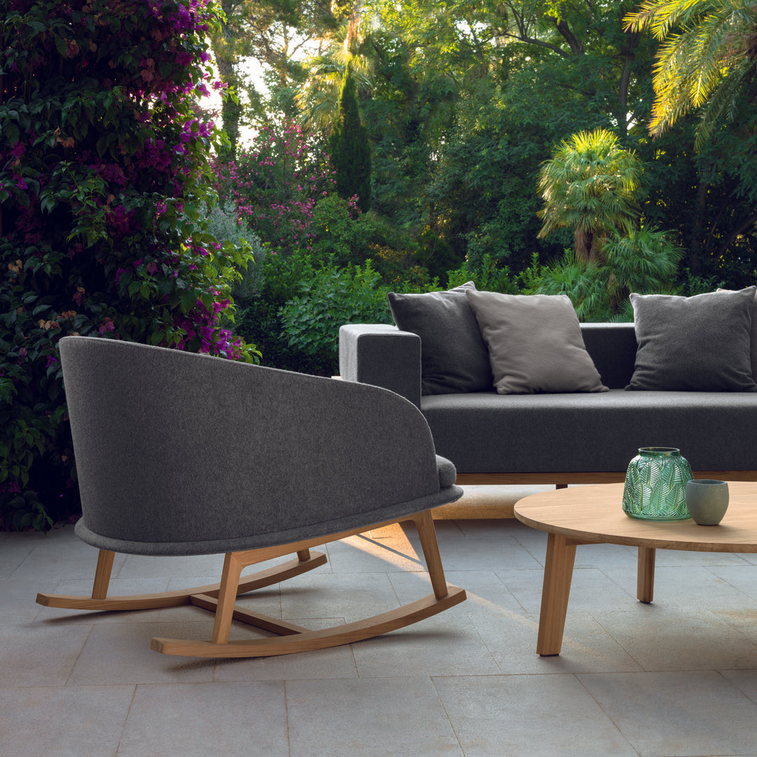 Cleo Gray Teak Wood 3-Seat Sofa Talenti | Artemest