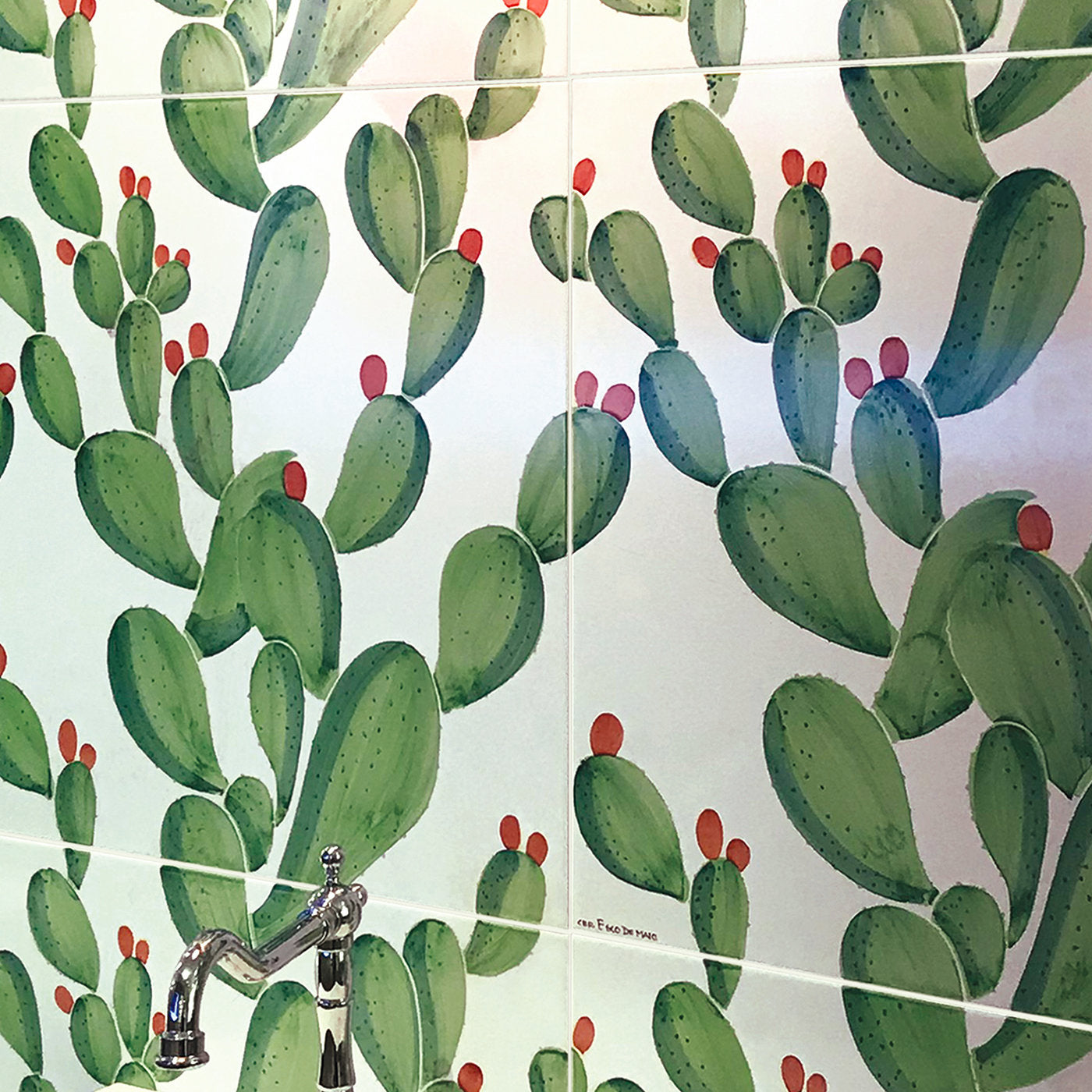 Set of 4 Tiles Verde Verticale Cactus Francesco De Maio | Artemest