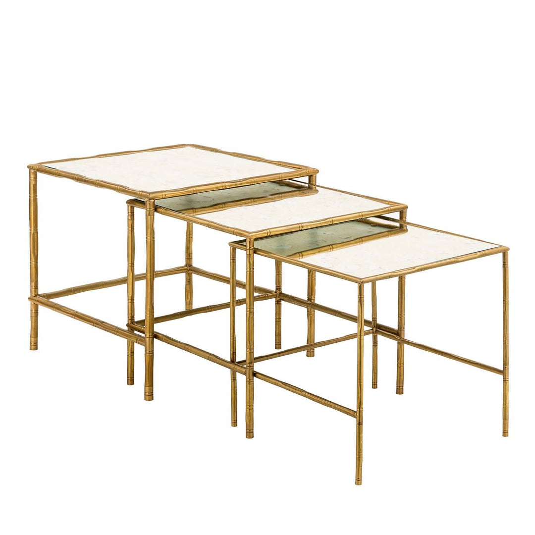 Bamboo Set of 3 Nesting Tables Bronzetto | Artemest