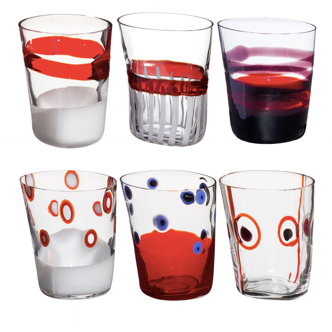 Bora Set of 6 Red Glasses N. 1 Carlo Moretti | Artemest