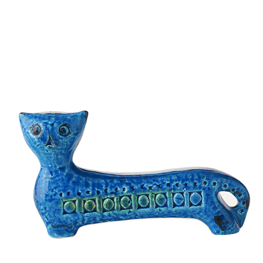 Rimini Blu Long Cat Figurine by Aldo Londi Bitossi Ceramiche | Artemest