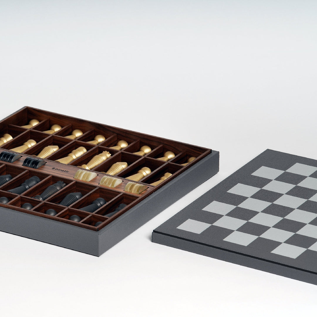 Grey Leather Chessboard Pinetti | Artemest