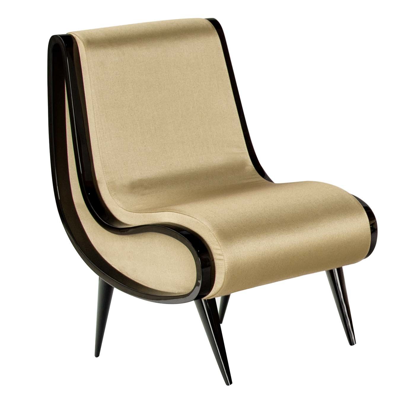Eclipse Lounge Chair in gold fabric Extroverso | Artemest