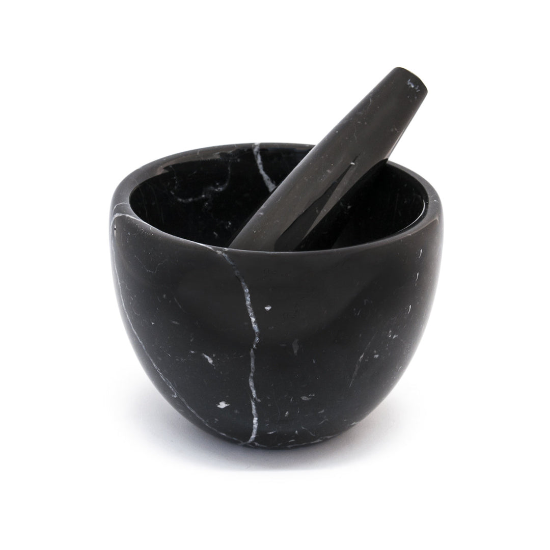 Small Black Marble Mortar and Pestle FiammettaV Home Collection | Artemest
