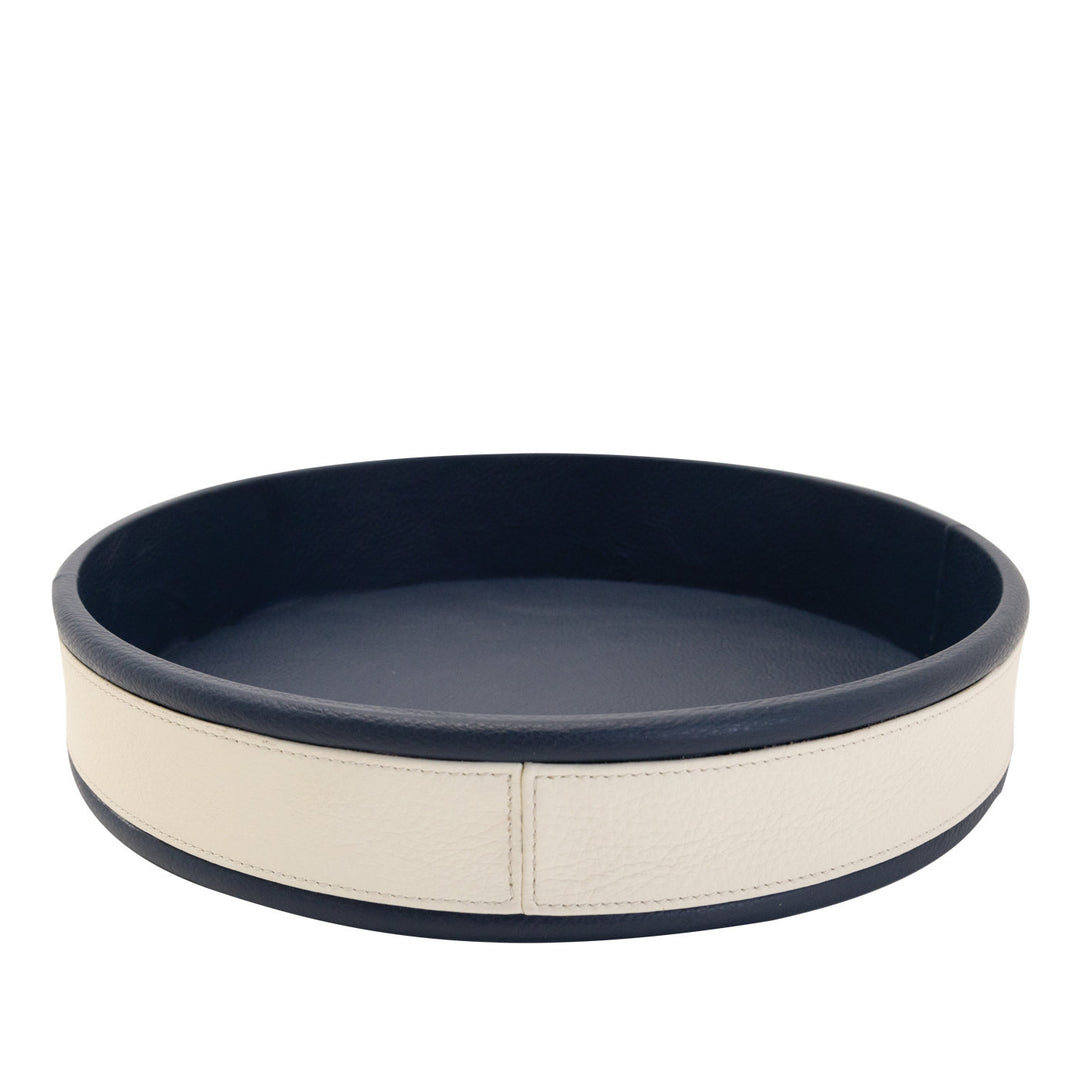 Navy Round Leather Tray Cassigoli | Artemest