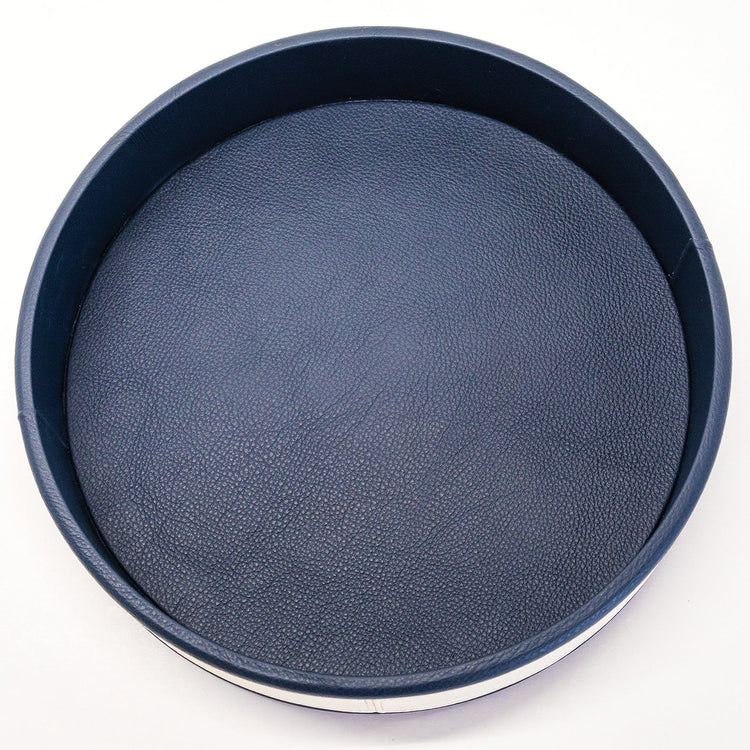 Navy Round Leather Tray Cassigoli | Artemest