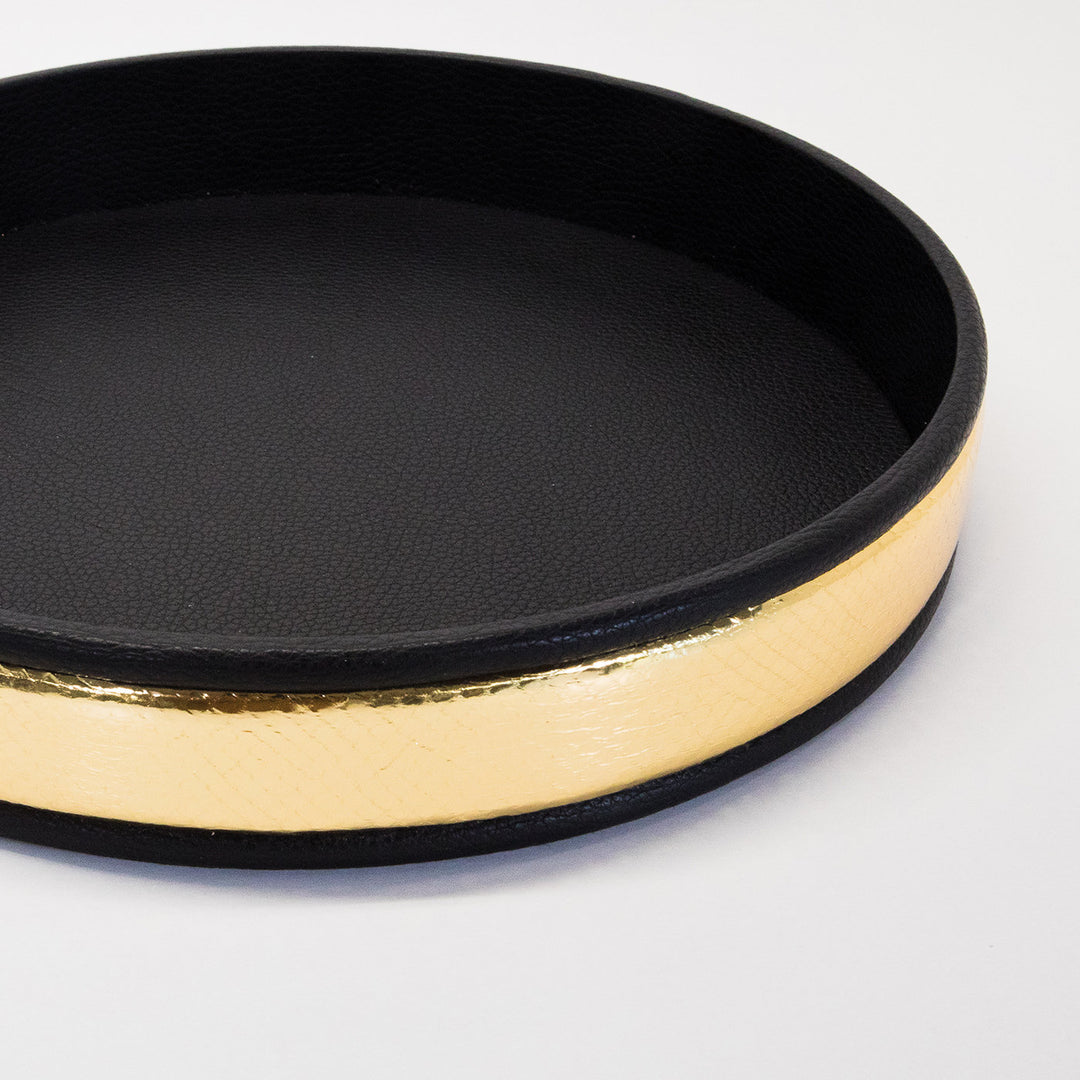 Deco Stripes Round Leather Tray Cassigoli | Artemest