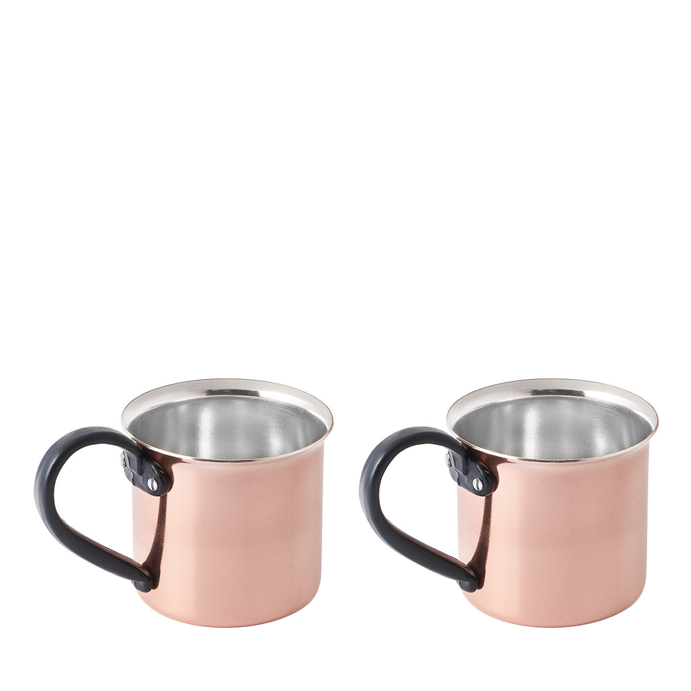 Set of 2 Copper Mugs with Black Handles Cu Artigiana | Artemest
