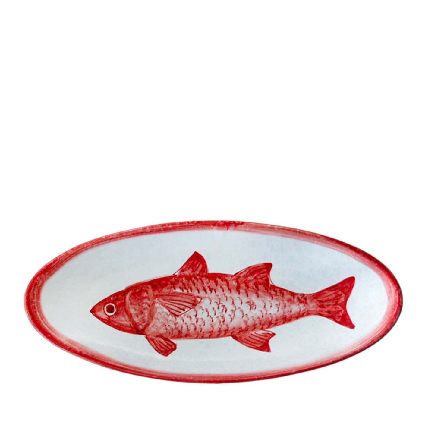 Osteria Large Red Fish Oval Tray 43x19xm Arcucci Handmade | Artemest