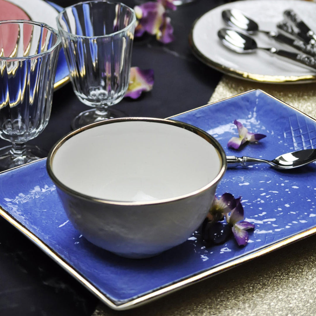 Preta Oro Set of 6 Large Blue Rectangular Plates 32cm Arcucci Handmade ...