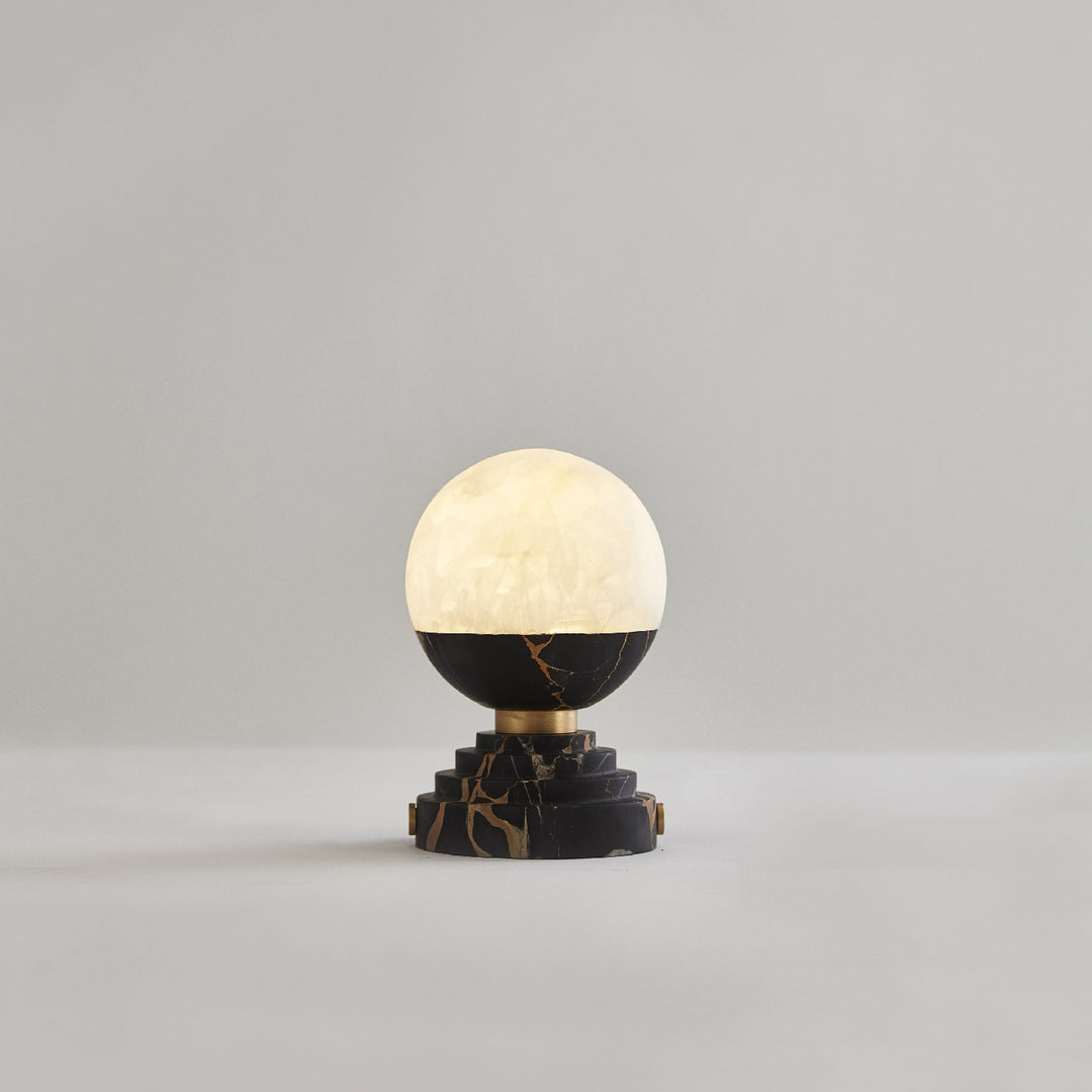 Lunar Table Lamp in Portoro Marble and Onyx Pietro Russo Design | Artemest