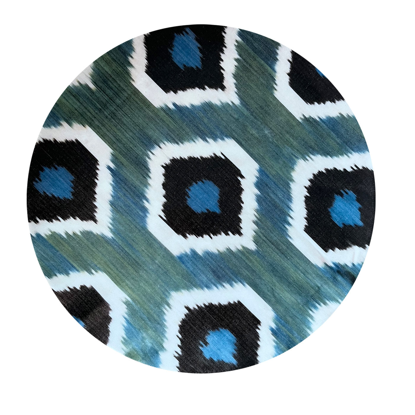 Set of 6 Ikat Porcelain Dessert Plates in Blue Green and White Les ...