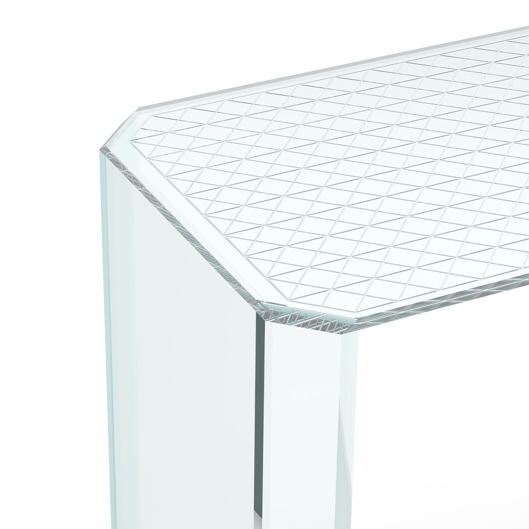 Jean Michel Clear and Triangle Pattern Glass Console Esadesign | Artemest