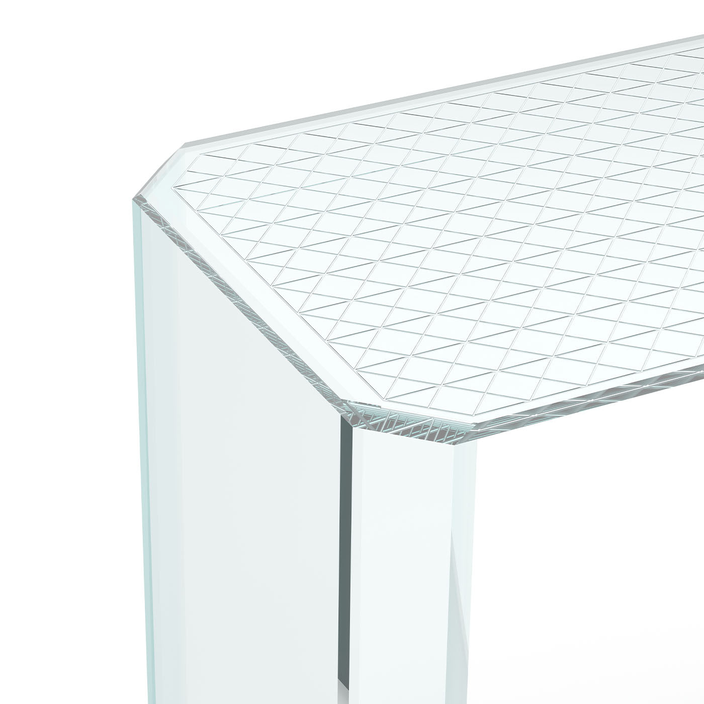 Jean Michel Clear and Triangle Pattern Glass Console Esadesign | Artemest