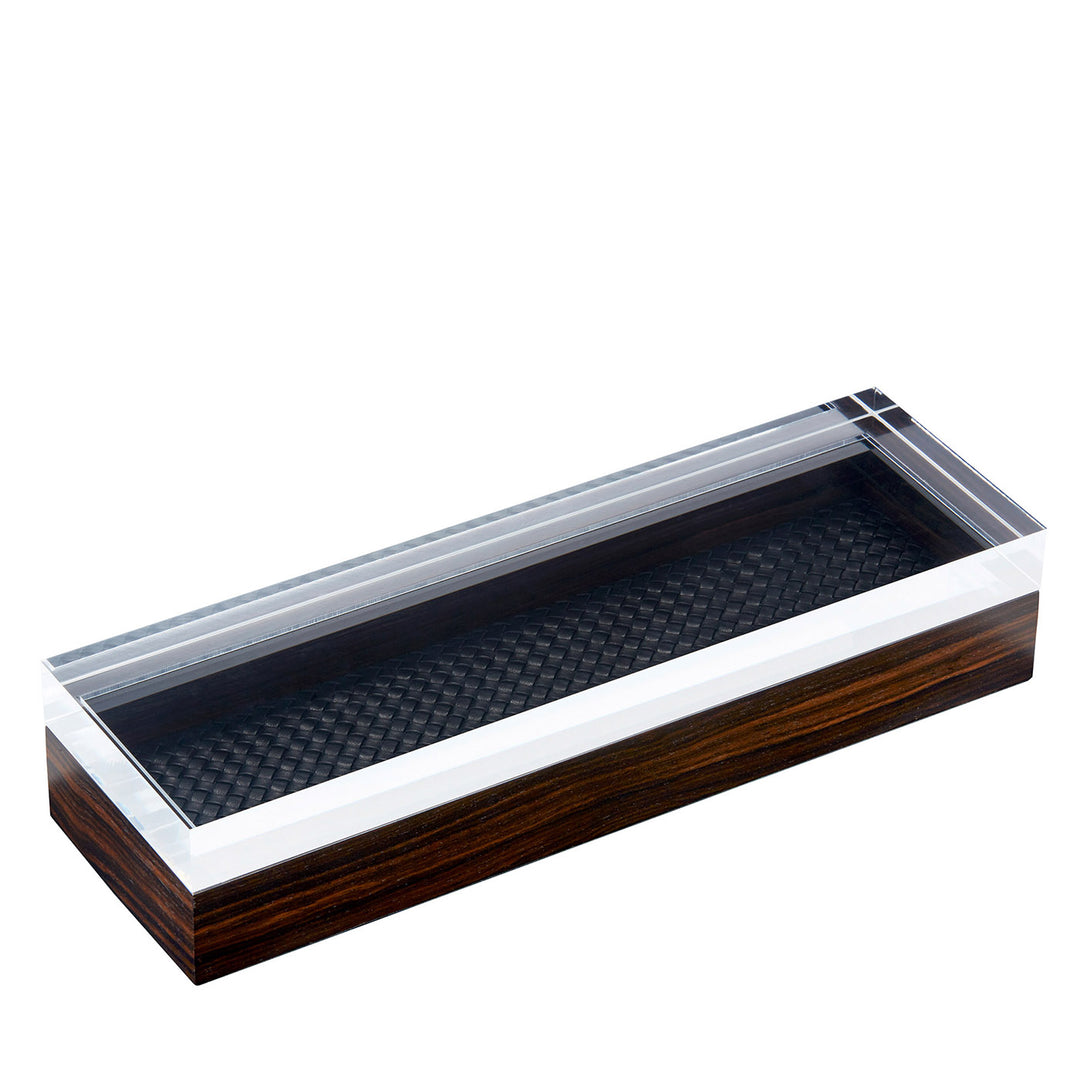 Febe Ebony Handwoven Long Rectangular Box Riviere | Artemest