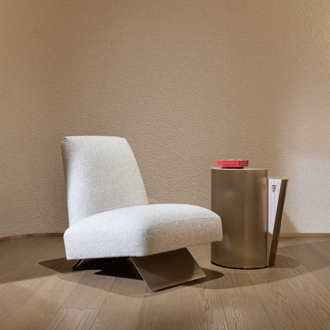 Aries White Fabric And Satin Gold Metal Armchair Visionnaire | Artemest