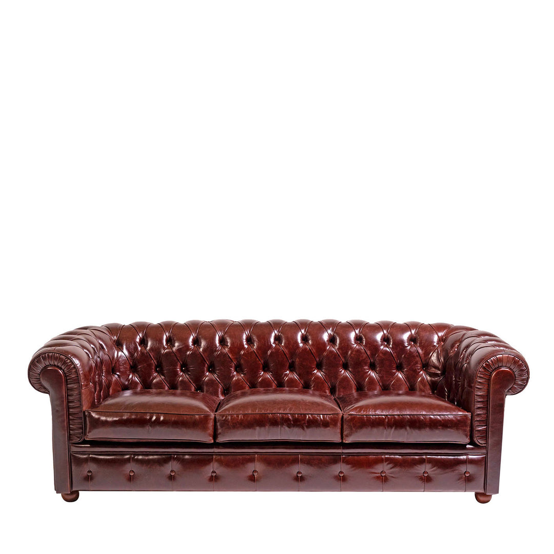 Chesterfield ruby red leather sofa Mantellassi 1926 | Artemest