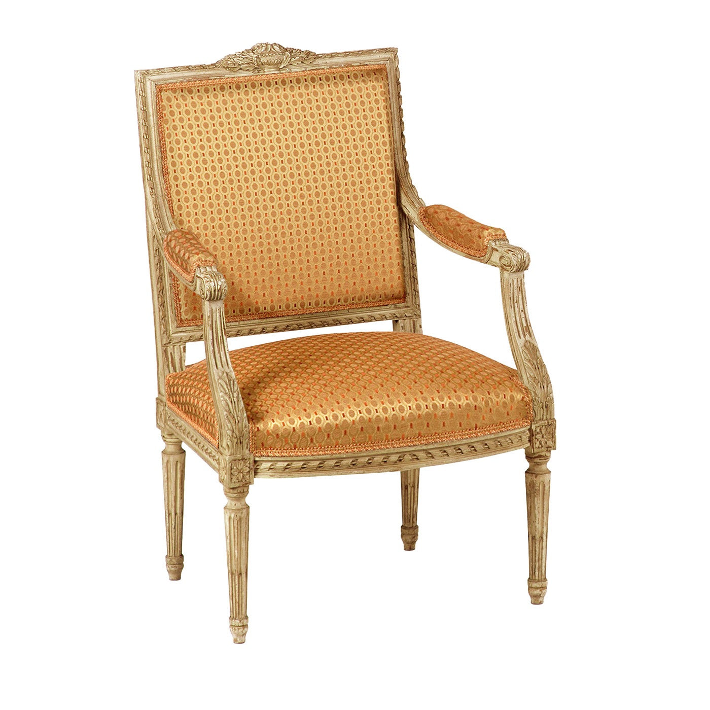 Louis XVI-Style Patina Ivory Lounge Chair Cugini Lanzani | Artemest