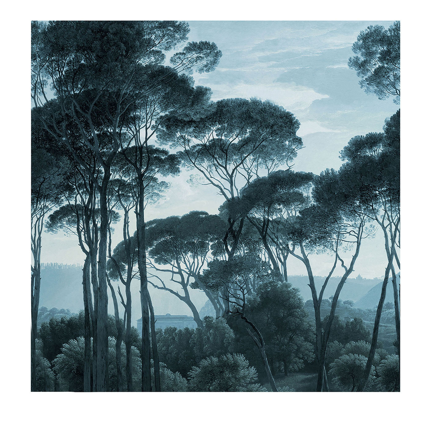 Vintage Blue Trees Landscape Wallpaper Wallpapers4Beginners | Artemest