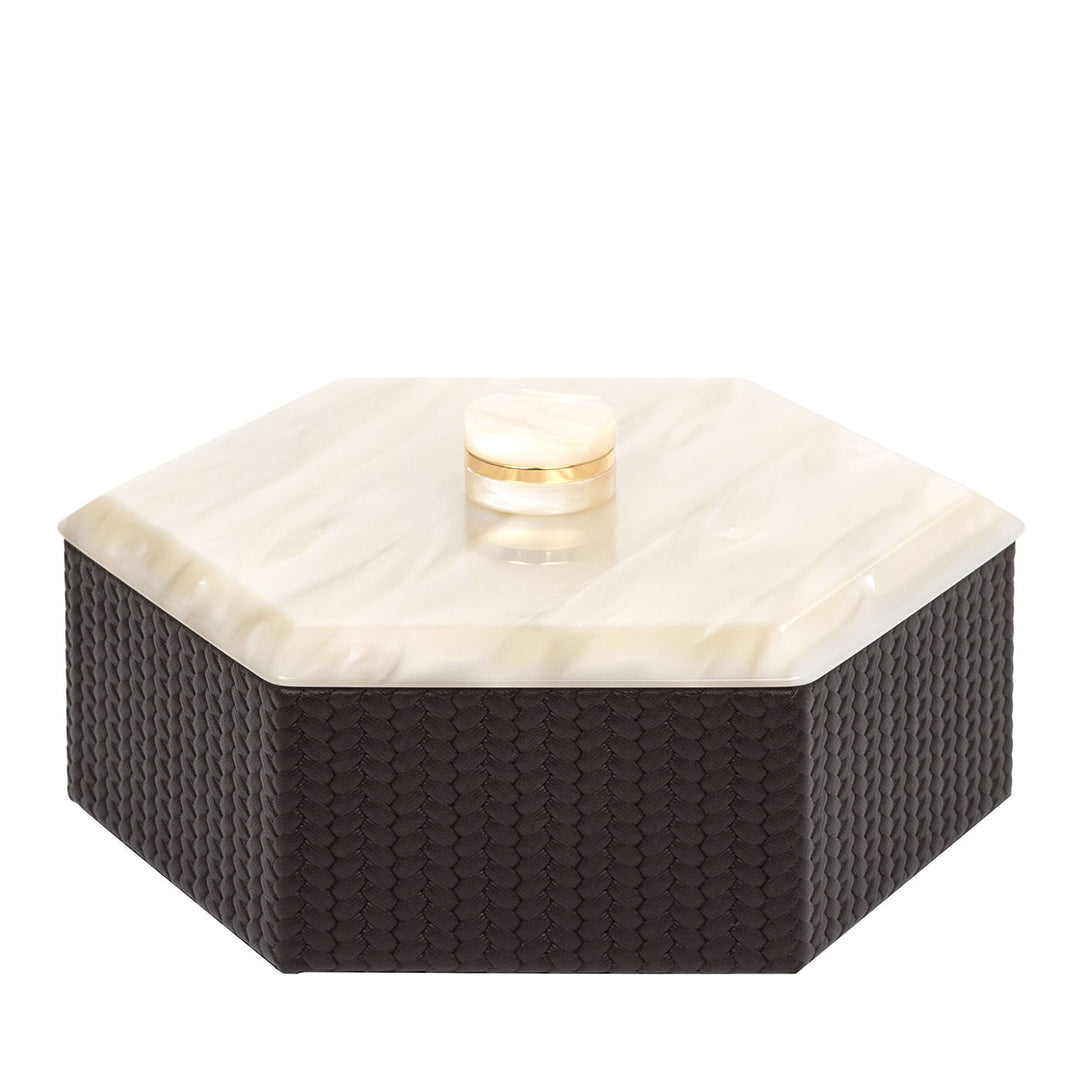 Kelly Low Small Hexagonal-Cut Brown Box with Lid Pinetti | Artemest